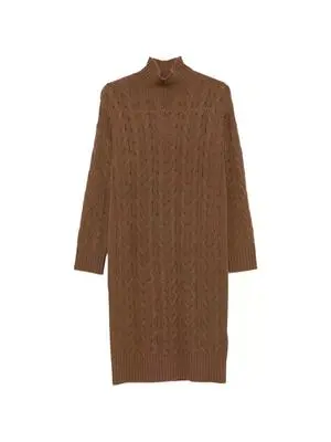 Max Mara Cable-knit Roll-neck Midi Dress - Brown