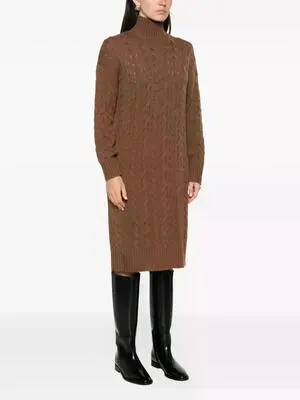Max Mara Cable-knit Roll-neck Midi Dress