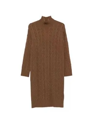 Max Mara Cable-knit Roll-neck Midi Dress