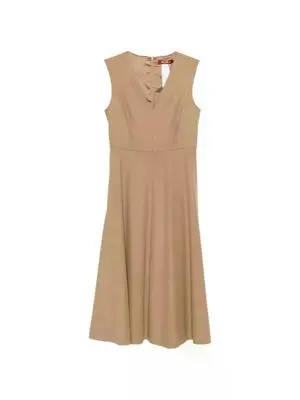 Max Mara V-neck Sleeveless Midi Dress - Brown