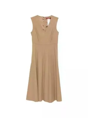 Max Mara V-neck Sleeveless Midi Dress - Brown