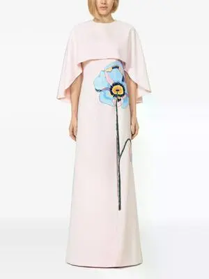 Costarellos Jessine Floral-appliqué Strapless Gown