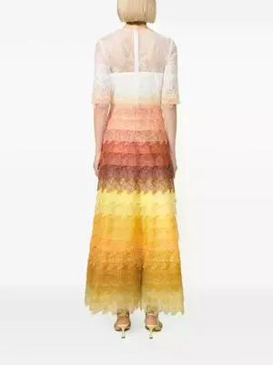 Costarellos Sinda Gossamer Lace Tiered Midi Dress