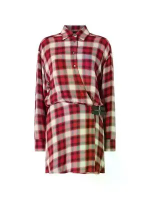 Pinko Check Buckle-detail Shirt Dress