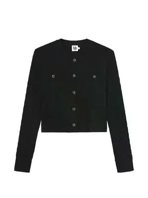 B+AB Cable-knit Button-up Cardigan - Black