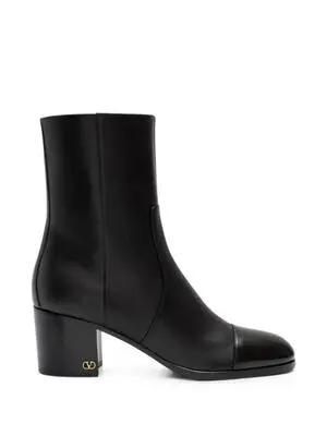 Valentino Garavani Vlogo Signature Cap-toe Ankle Boots - Black