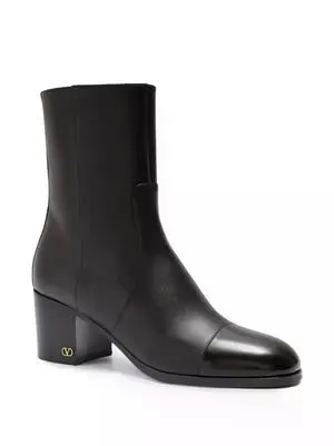 Valentino Garavani Vlogo Signature Cap-toe Ankle Boots - Black
