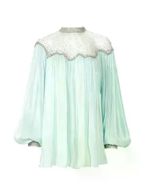 Costarellos Timma Crystal-embellished Georgette Blouse