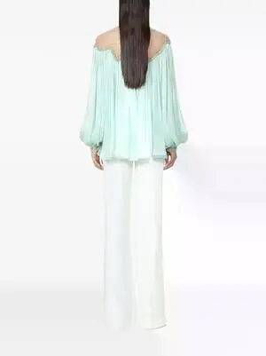 Costarellos Timma Crystal-embellished Georgette Blouse