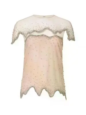 Costarellos Anika Crystal-embellished Tulle Top