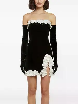 MISCREANTS Strapless Ruffle-trim Mini Dress