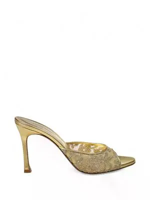 Amina Muaddi Alexa Lace Sandals