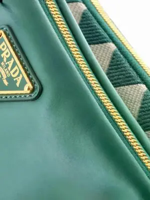 Prada Double Symbole Triangle Bag Leather And Jacquard Mini Shoulder Bag
