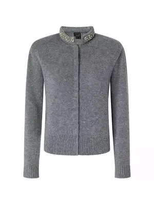 Pinko Cardigan With Jewel Collar - Grey