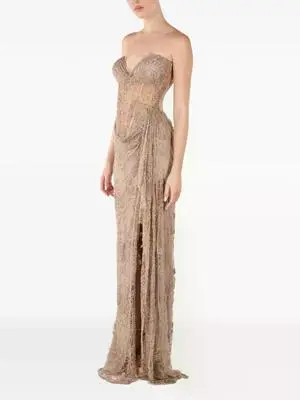 ANDREEA VENECIUC Elara Lace-embroidered Corset-style Gown