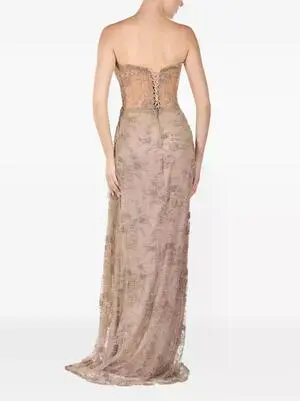 ANDREEA VENECIUC Elara Lace-embroidered Corset-style Gown