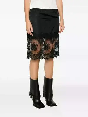 WILLY CHAVARRIA Fondo Lace-trim Midi Skirt