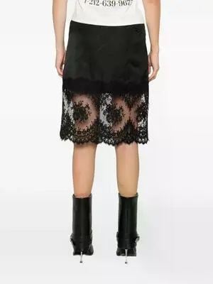WILLY CHAVARRIA Fondo Lace-trim Midi Skirt