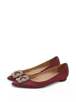 Manolo Blahnik Hangisi Buckle Ballet Flats - Red