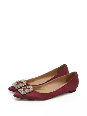 Manolo Blahnik Hangisi Buckle Ballet Flats - Red