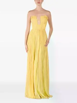 ANDREEA VENECIUC Strapless Pleated Maxi Dress - Yellow