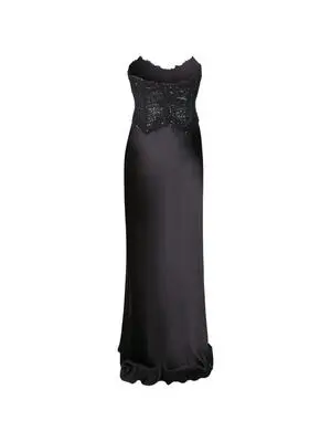 NISSA Lace-panelled Sequin-embellished Maxi Dress