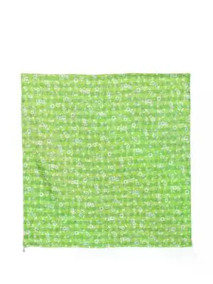 Loewe Floral-print Gingham Scarf - Green