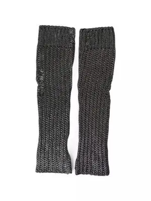 Dolce & Gabbana Distressed Knitted Fingerless Gloves - Grey