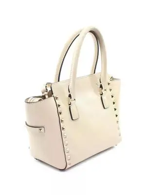 Valentino Garavani 2000s Rockstud Calf Leather Tote Bag - Neutrals