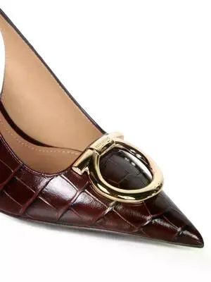 FERRAGAMO Gancini Croc-effect Slingback Pumps