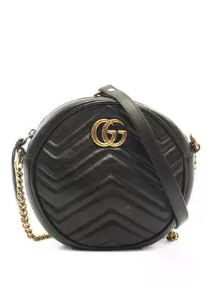 Gucci 2000s Gg Marmont Round Shoulder Bag - Black