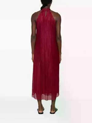 GONGDID DESIGN Plissé-effect Halter-neck Midi Dress
