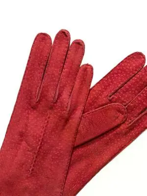 LA PORTEGNA Carpincho Leather Gloves - Red