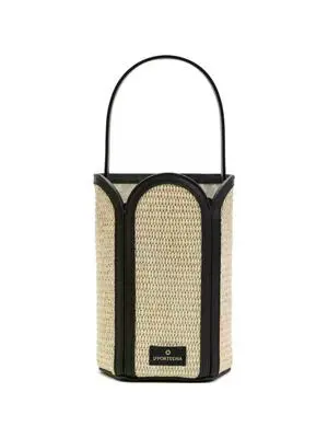 LA PORTEGNA Bárbara Leather-trim Buccket Bag