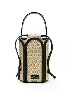 LA PORTEGNA Bárbara Leather-trim Buccket Bag