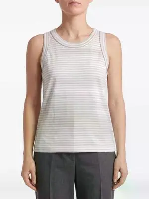 Brunello Cucinelli Striped Cotton Tank Top - Neutrals