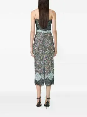 Costarellos Lindra Lace Sequined Midi Dress