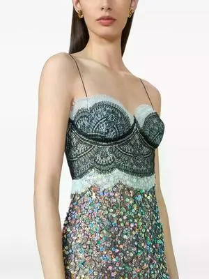 Costarellos Lindra Lace Sequined Midi Dress