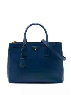 Prada 2013-2026 Medium Saffiano Lux Galleria Double Zip Satchel - Blue