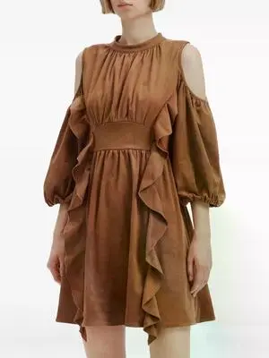B+AB Ruffled Off-shoulder Mini Dress