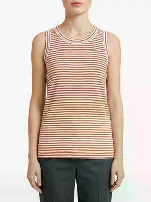 Brunello Cucinelli Striped Cotton Tank Top - Brown