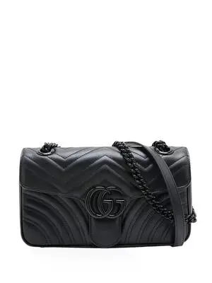 Gucci 2016-2026 Medium Gg Marmont Matelasse Calfskin Monochrome Shoulder Bag - Black