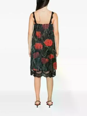 WILLY CHAVARRIA Fondo Floral-pattern Lace-trim Midi Dress