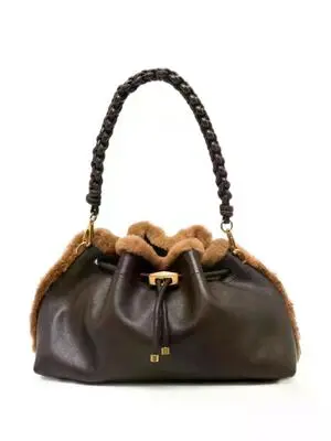 JIMMY CHOO Bon Bon Ew Shearling-trim Shoulder Bag - Brown