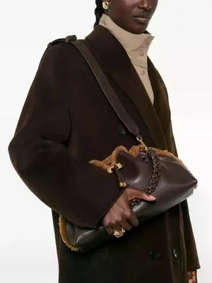 JIMMY CHOO Bon Bon Ew Shearling-trim Shoulder Bag