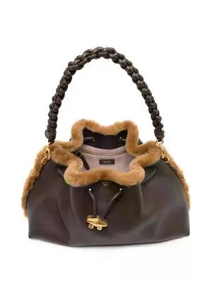 JIMMY CHOO Bon Bon Ew Shearling-trim Shoulder Bag