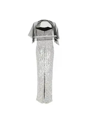 Pamella Roland Crystal-embellished Pearl-detail Gown - Silver