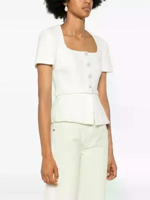 SELF-PORTRAIT U-neck Bouclé Top
