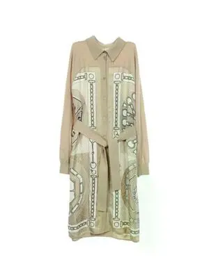 Hermès 2020s Effet Kaléidoscope Belted Shirt Midi Dress