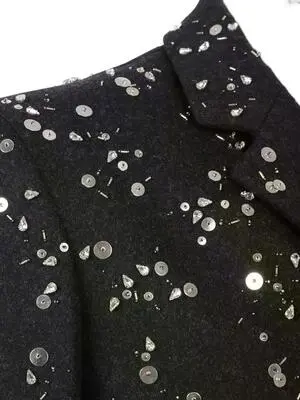 JIL SANDER Crystal-embellished Wool Coat - Black
